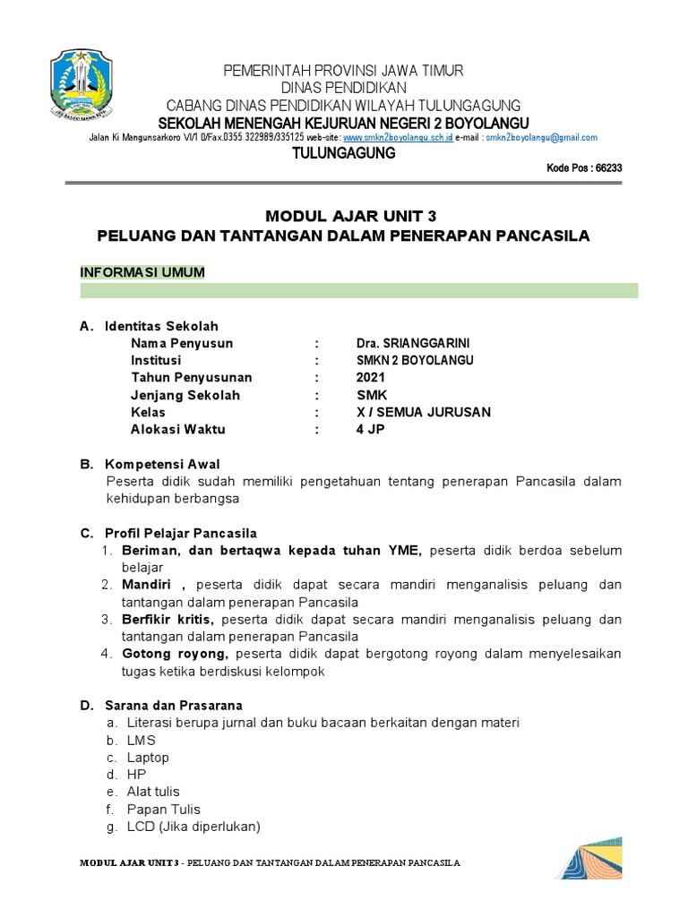 Modul Ajar Unit 3 Fix | PDF