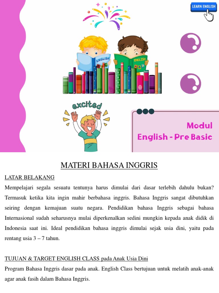 Modul BHS Inggris - Pre Basic | PDF