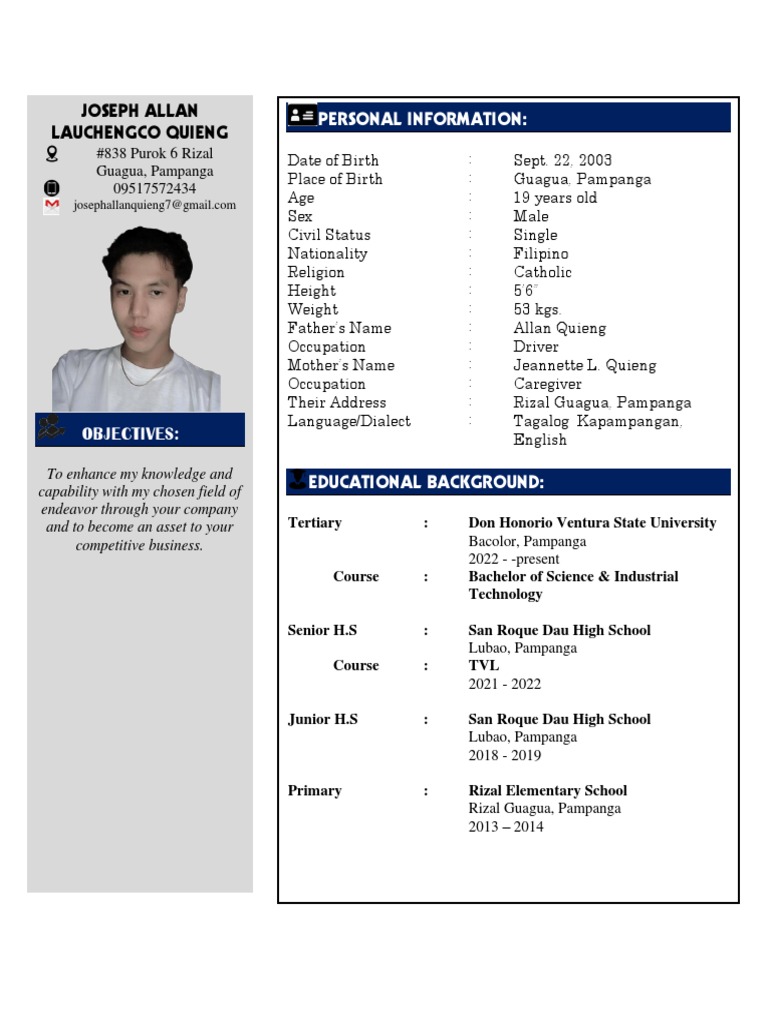 Resume Joseph Quieng | PDF