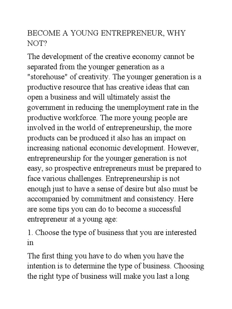 Become A Young Entrepreneur | PDF | Entrepreneurship | Economies