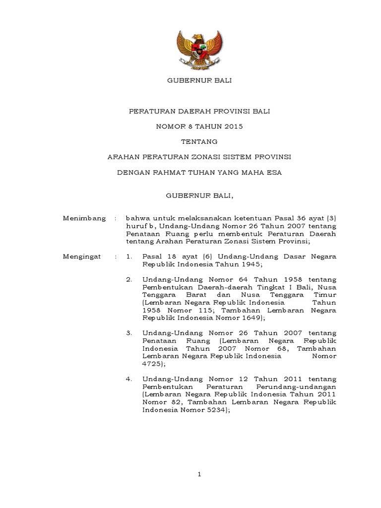 Zonasi Provinsi Bali | PDF