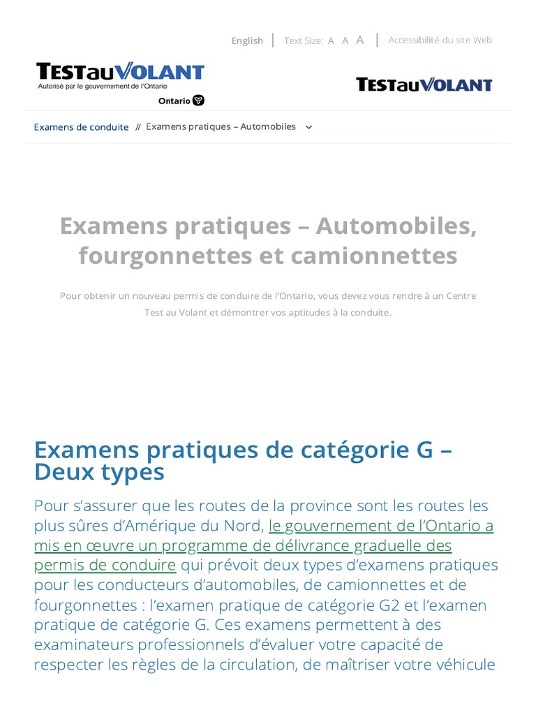 Examens Pratiques - Automobiles - Accueil - Test Au Volant | PDF ...
