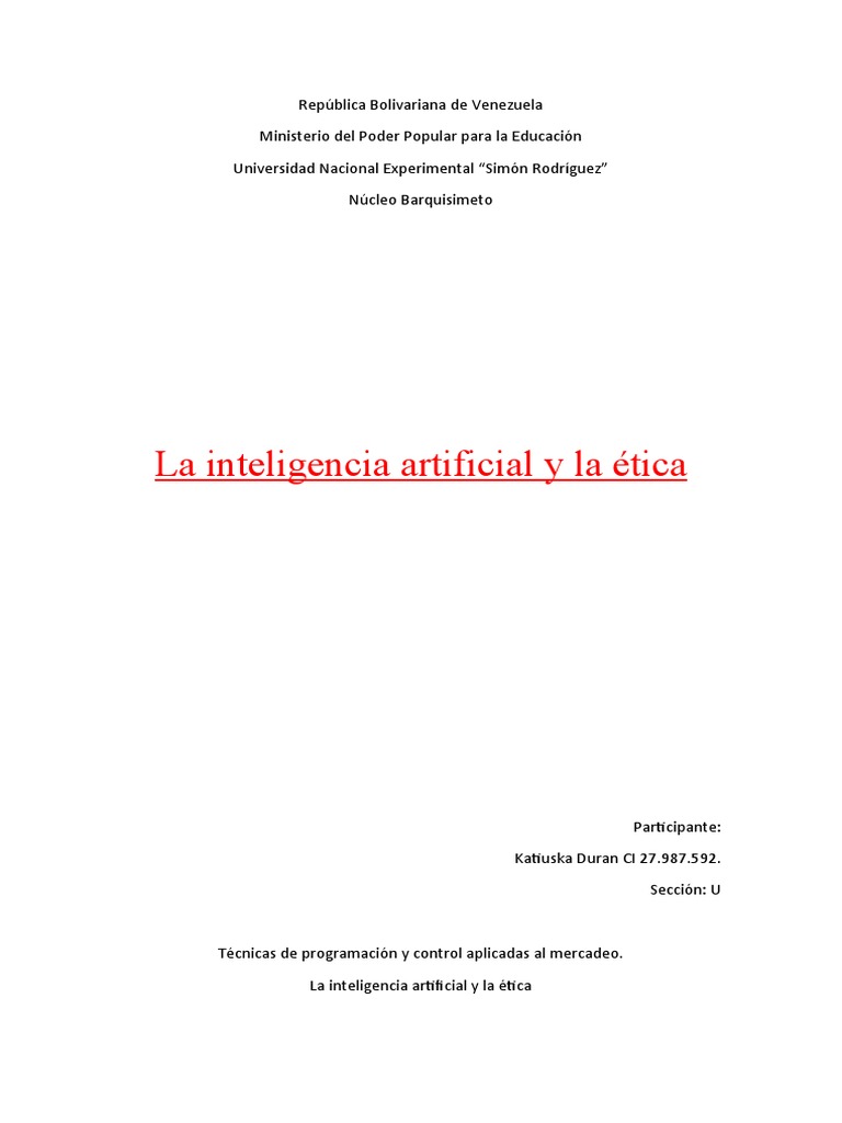 La Inteligencia Artificial y La Ética | PDF | Inteligencia (IA) y semántica | Inteligencia ...