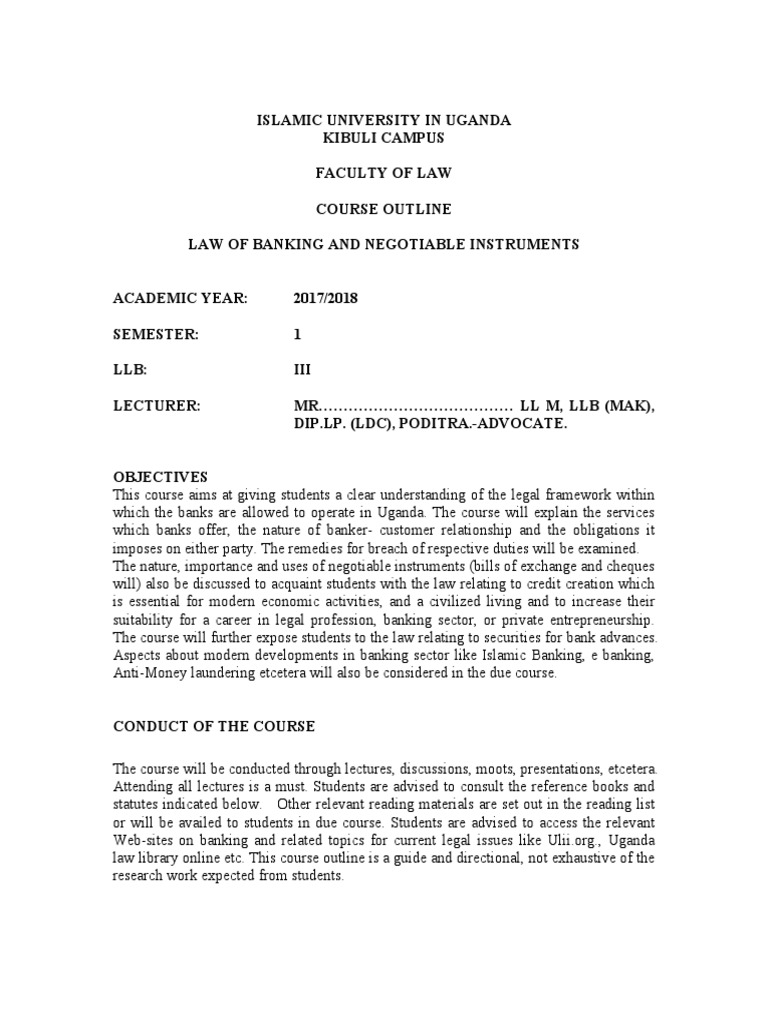 Banking Law Notes LLB 4 | PDF