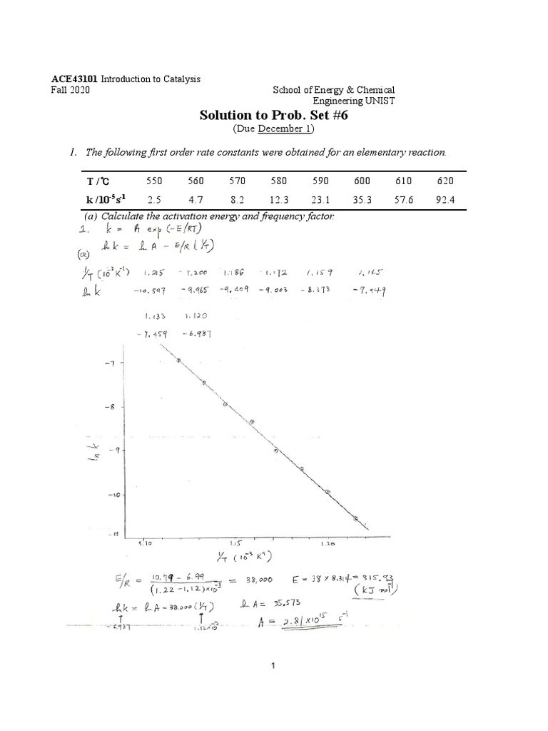 Problem Set 6 Solution | Download Free PDF | Adsorption | Reaction Rate