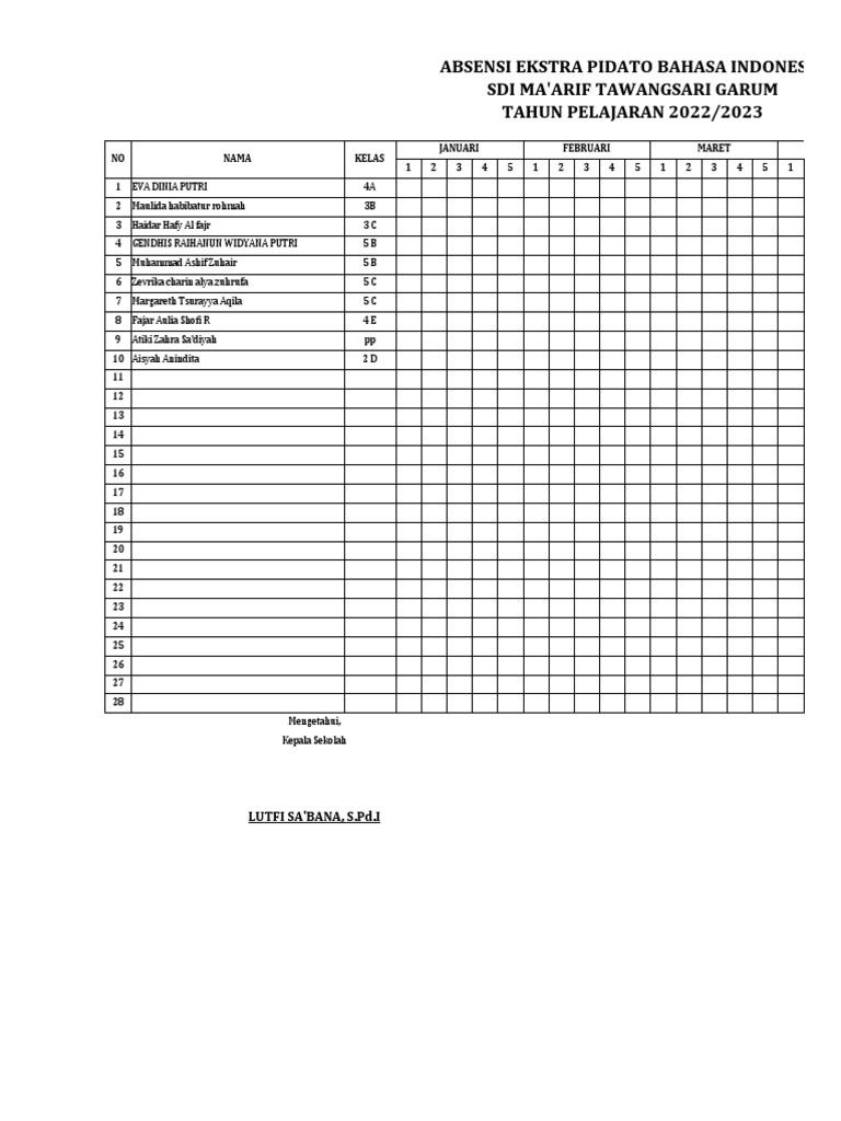 Absen Ekstra 2022 | PDF