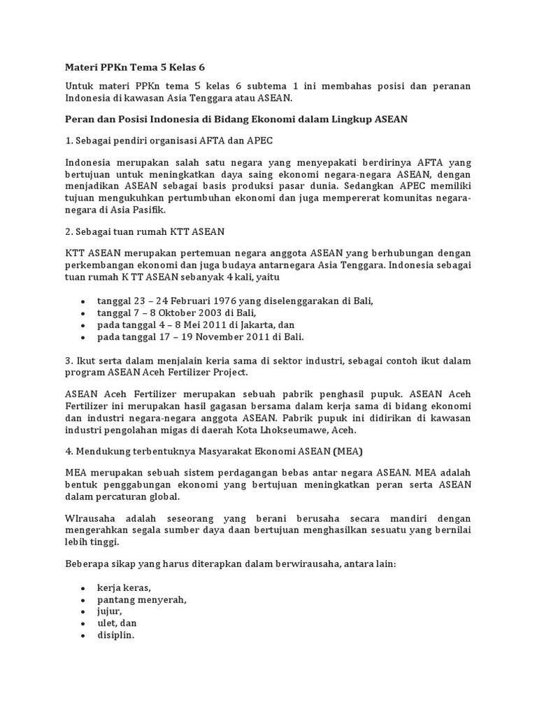 Materi PPKN Tema 5 Kelas 6 | PDF | Perjalanan