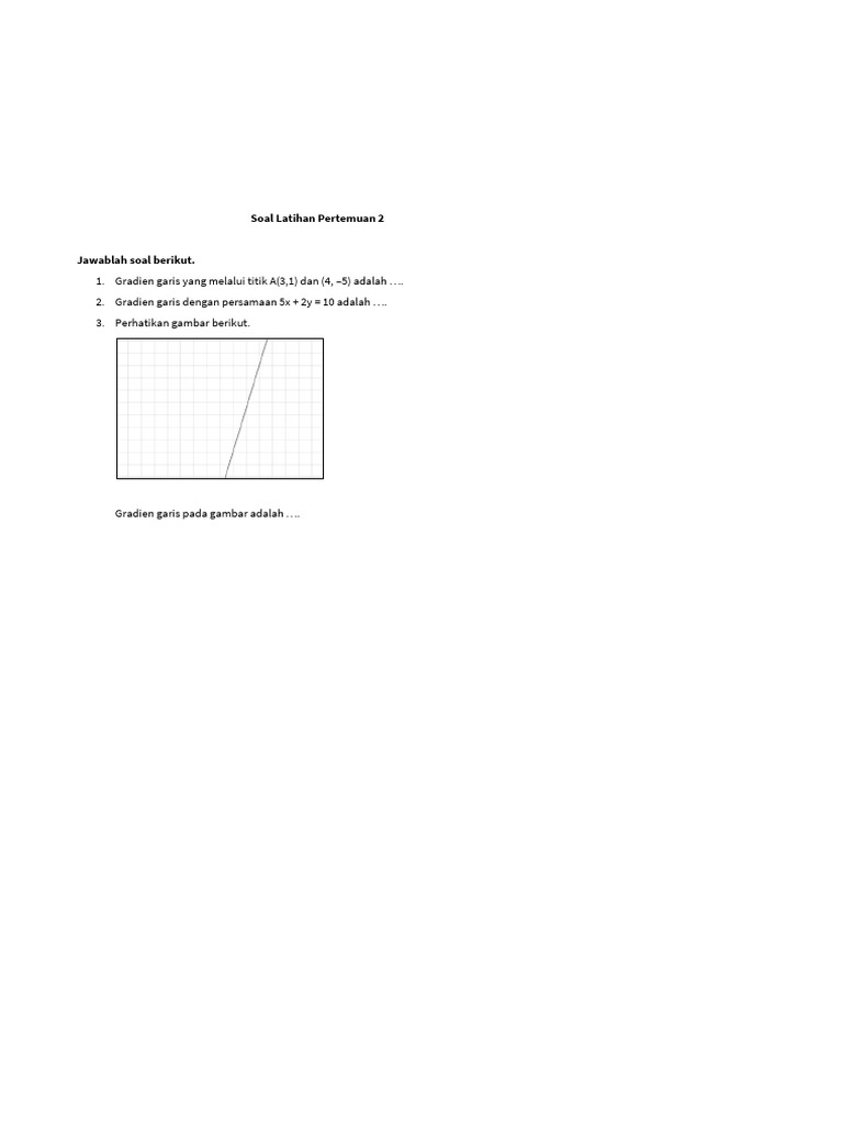 Soal Latihan Gradien Garis Lurus | PDF
