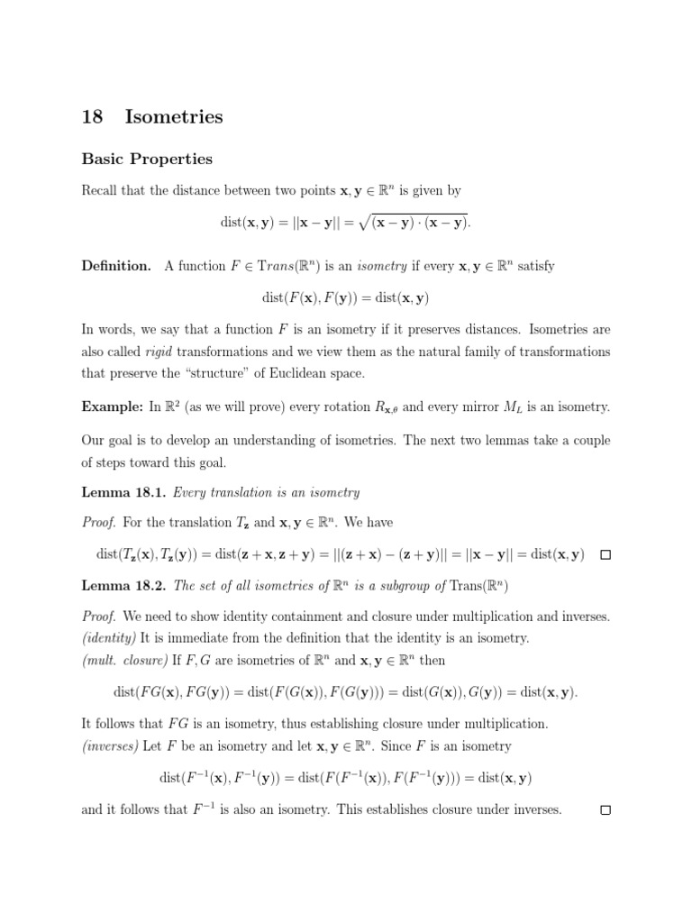 18 Isometries | PDF | Function (Mathematics) | Euclidean Space