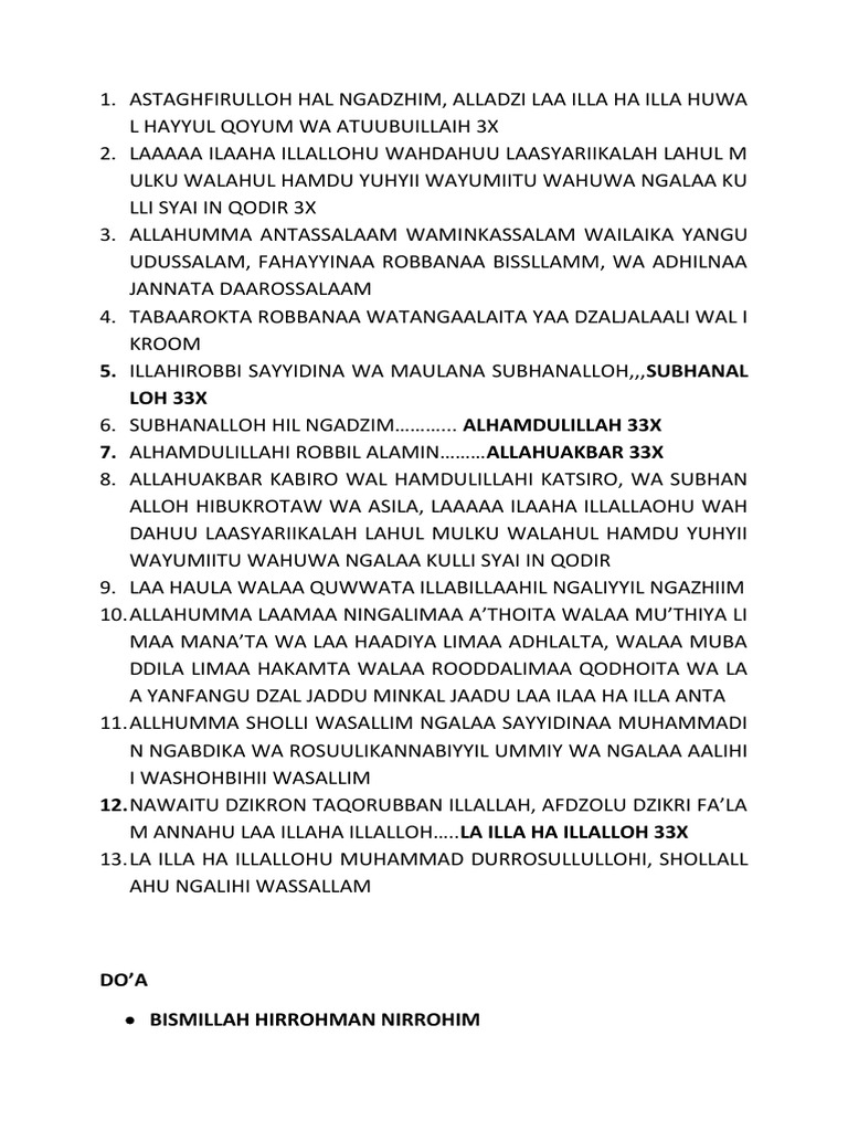 Doa Setelah Sholat | PDF | Self-Improvement | Wellness