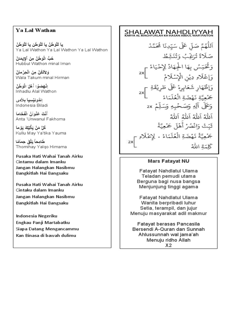 Lirik Lagu Mars Fatayat | PDF