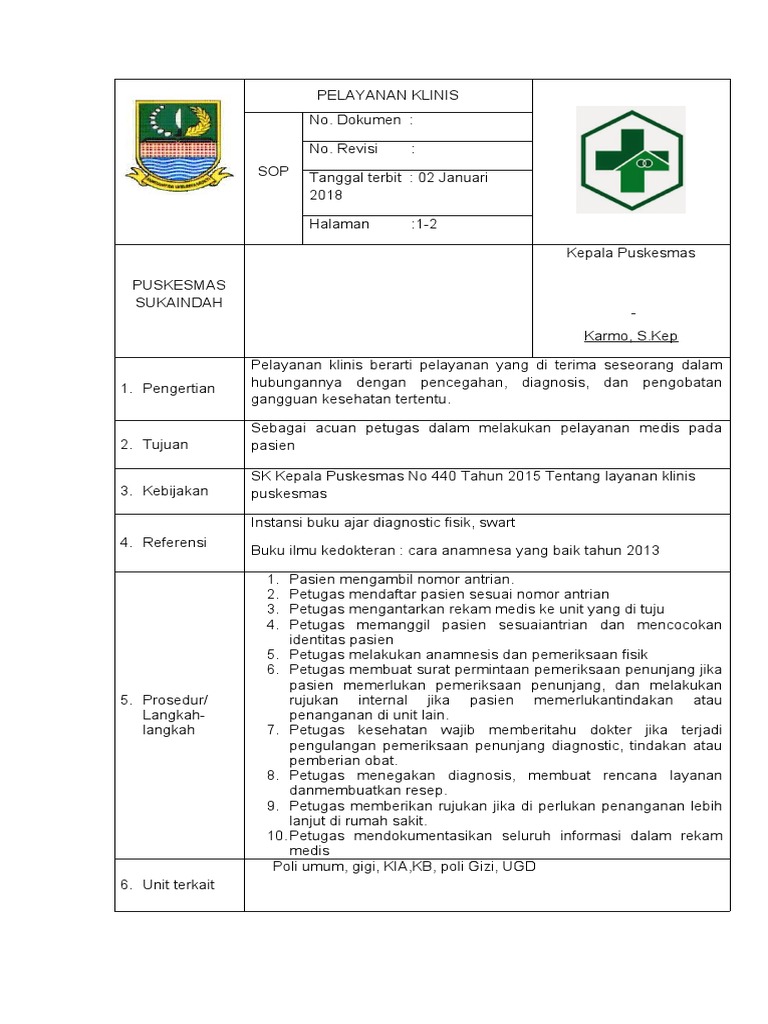 Sop Pelayanan Klinis | PDF | Pengembangan Diri | Kesehatan Holistik