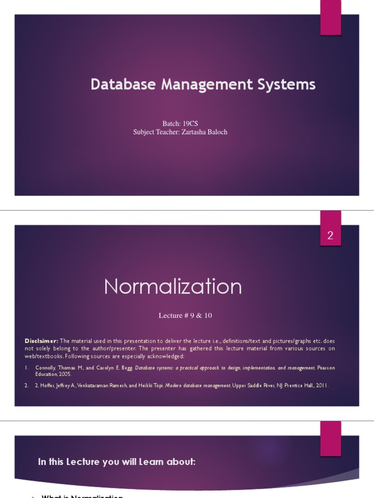 Lecture 9 & 10 - Normalization | PDF | Databases | Data Model