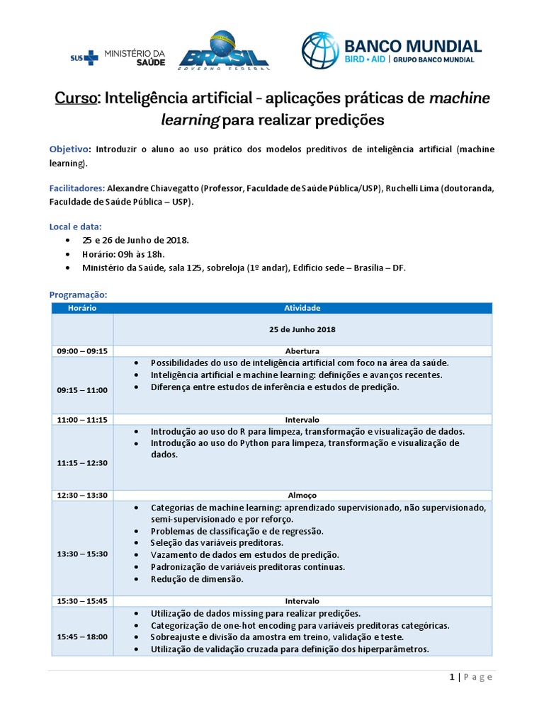 Curso Inteligência Artificial - Aplicações Práticas de Machine Learning ...