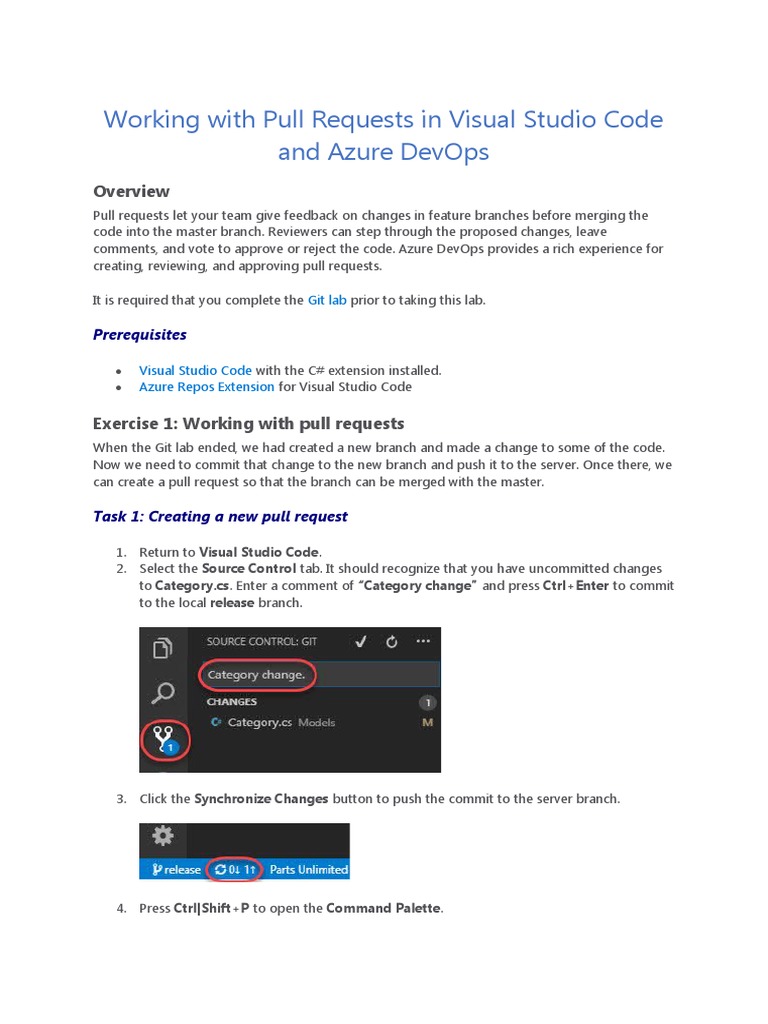 Working With Pull Requests in Visual Studio Code and Azure DevOps | PDF