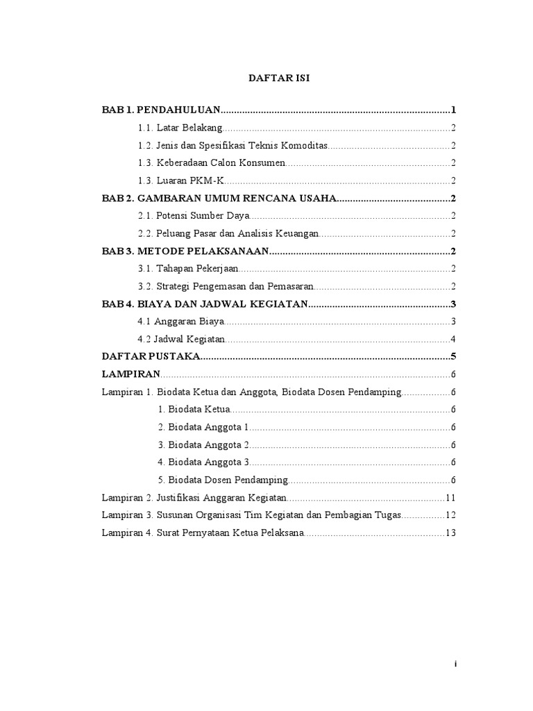 Template Proposal PKM-K | PDF | Bisnis