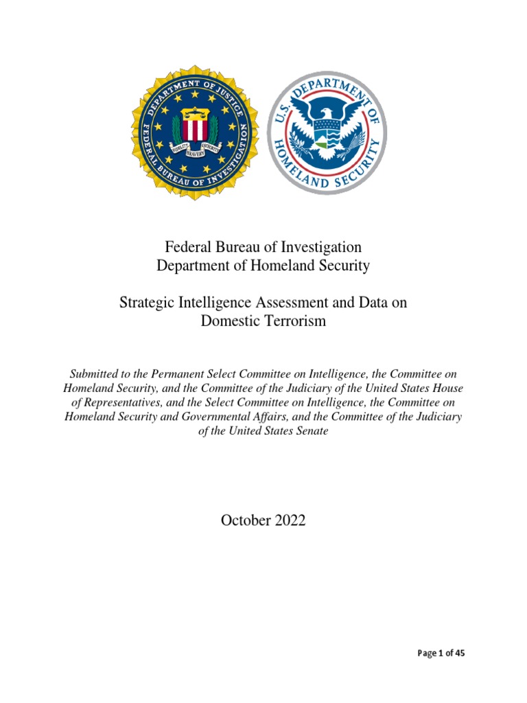 FBI Dhs Domestic Terrorism Strategic Report 2022 | PDF | United States ...