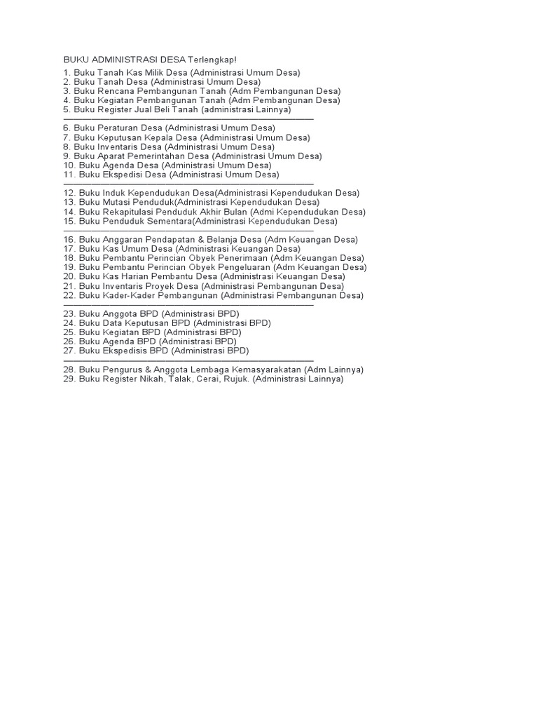 Dokumentasi Administrasi Desa | PDF