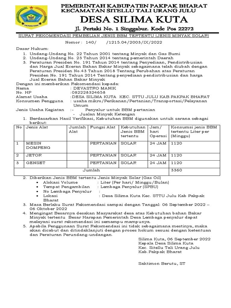 Rekomendasi BBM Pak Pastro1 | PDF