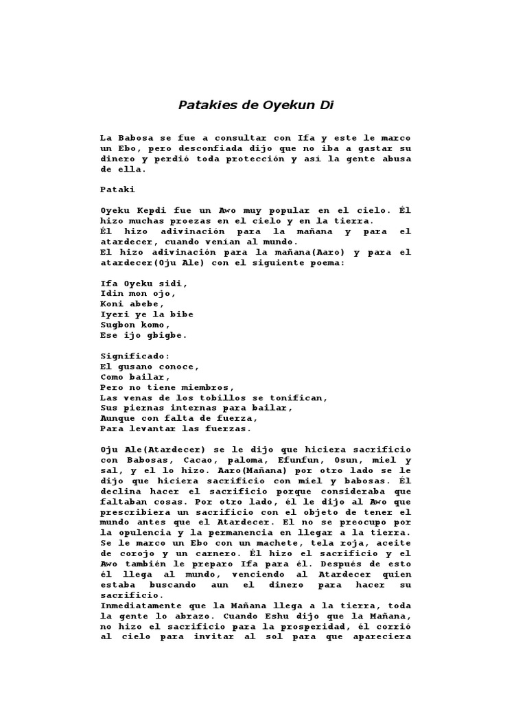 Patakies Oyekun Di | PDF