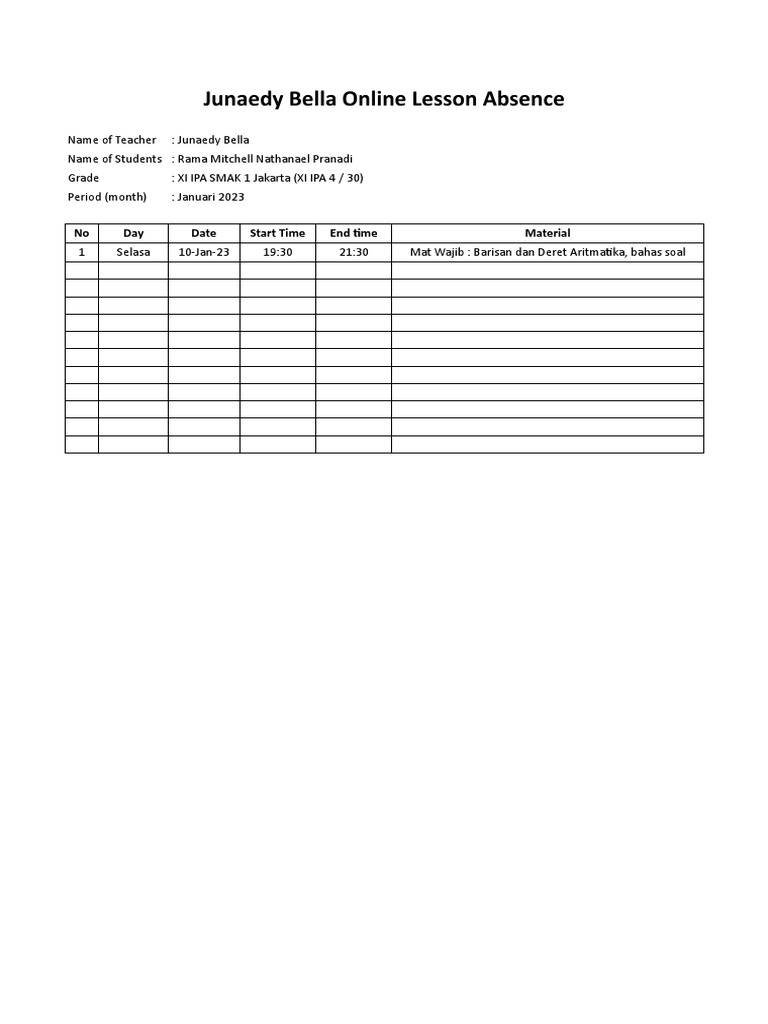 Absen Les Online Rama 2023 - Google Sheets | PDF