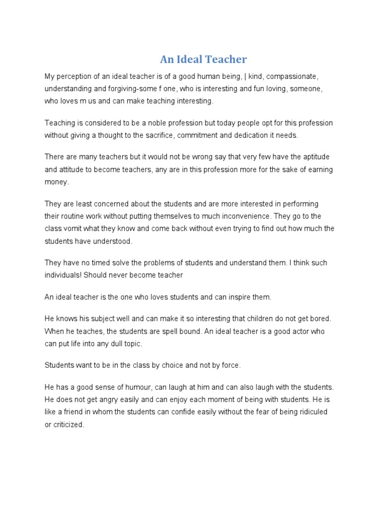An Ideal Teacher | PDF | Teachers | Courage