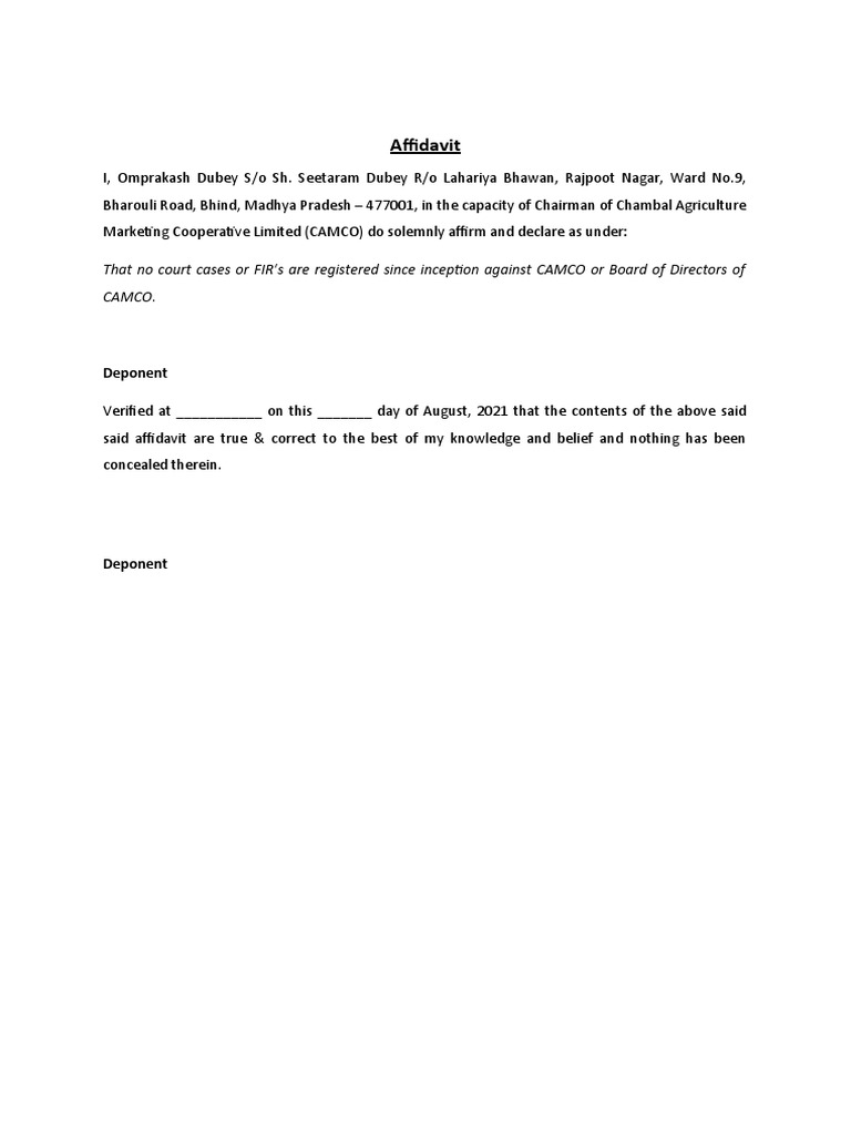 Affidavit 1 | PDF
