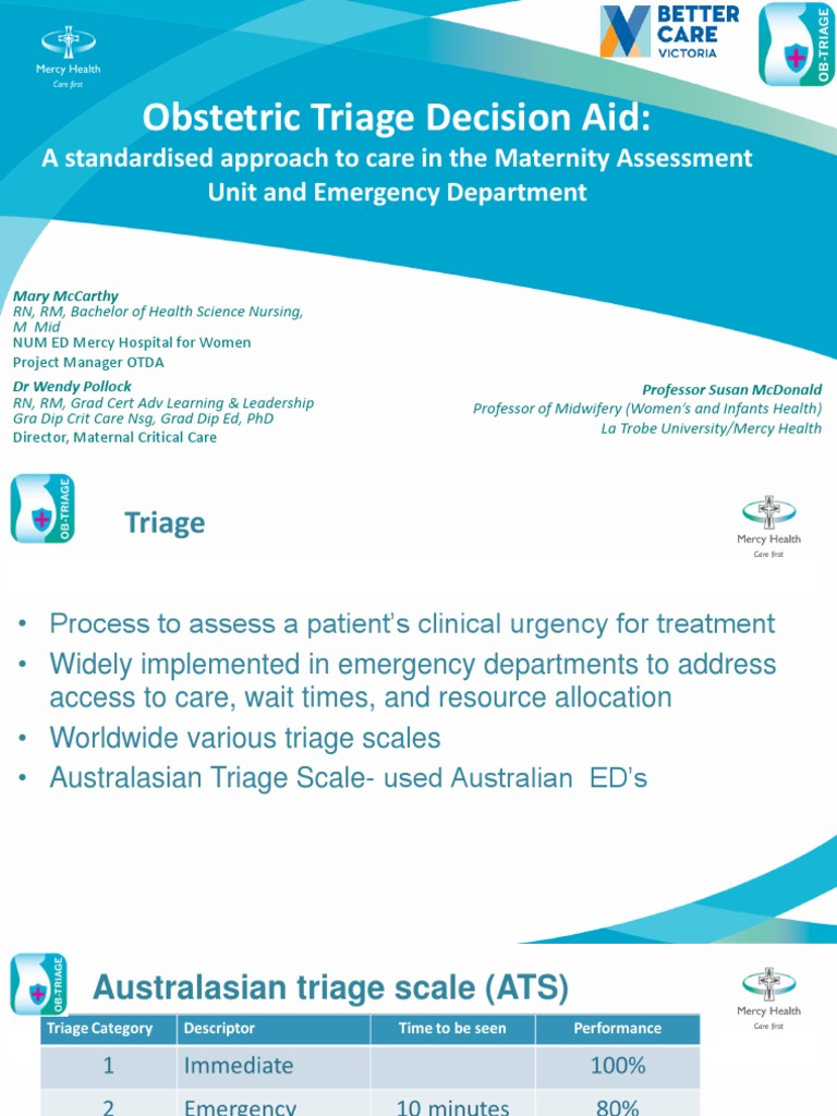 Mercy Obstetric Triage OTDA A Standardised Approach To Care CHA Slides | PDF | Childbirth ...