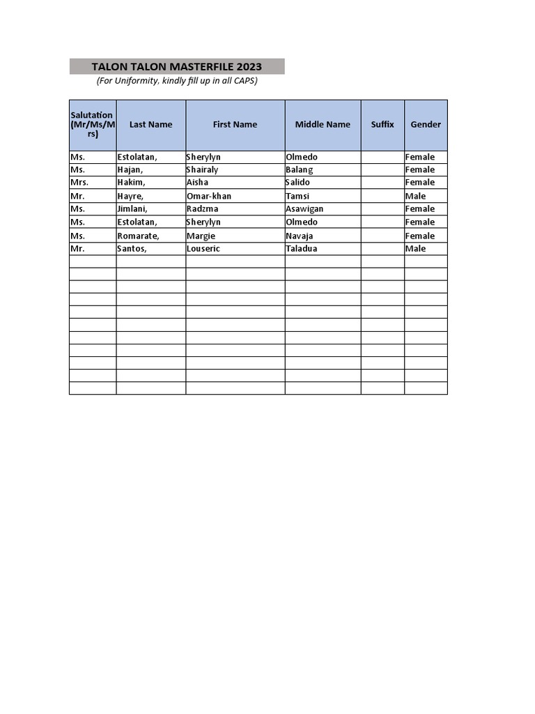 Masterlist Template g9 | Download Free PDF | Science