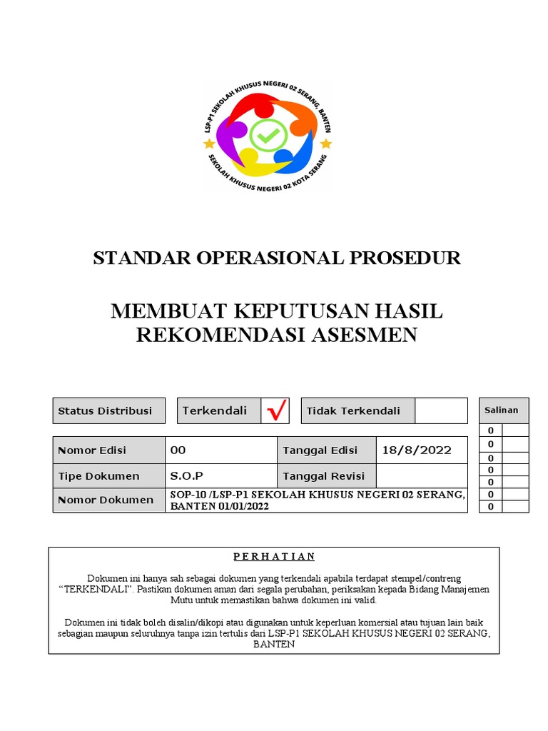 SOP 10 Membuat Keputusan Hasil Rekomendasi Asesmen Tugas | PDF