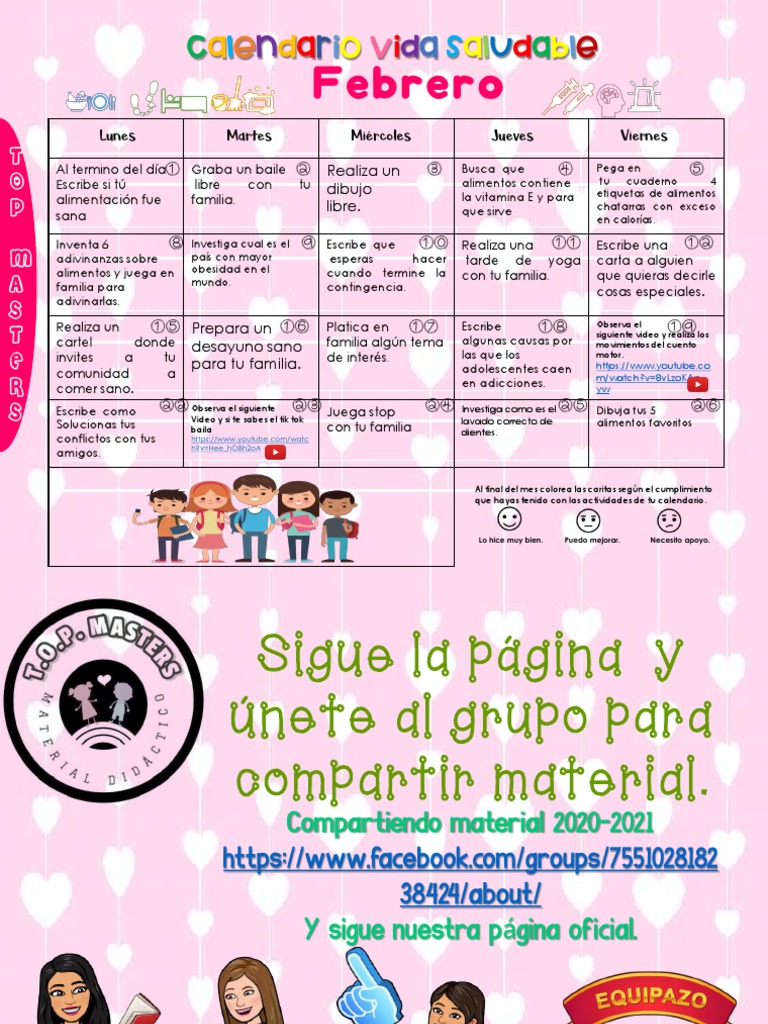 ? Calendario Vida Saludable Febrero? Top Masters | PDF