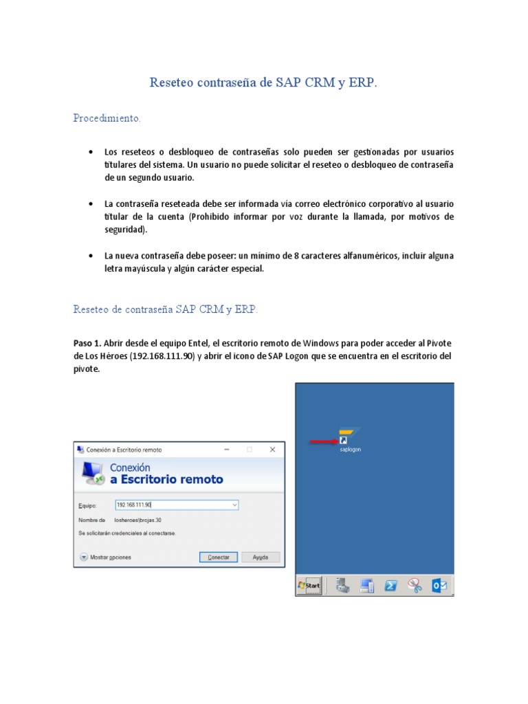Reseteo de Contraseña de SAP DSBDHBD | PDF | Contraseña | Ventana ...