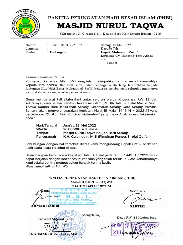 Surat Permohonan Penceramah | PDF