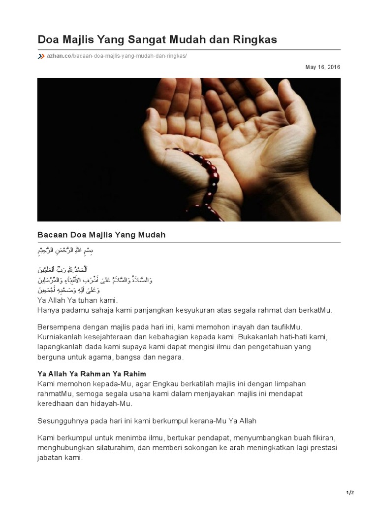 Azhan - Co-Doa Majlis Yang Sangat Mudah Dan Ringkas | PDF