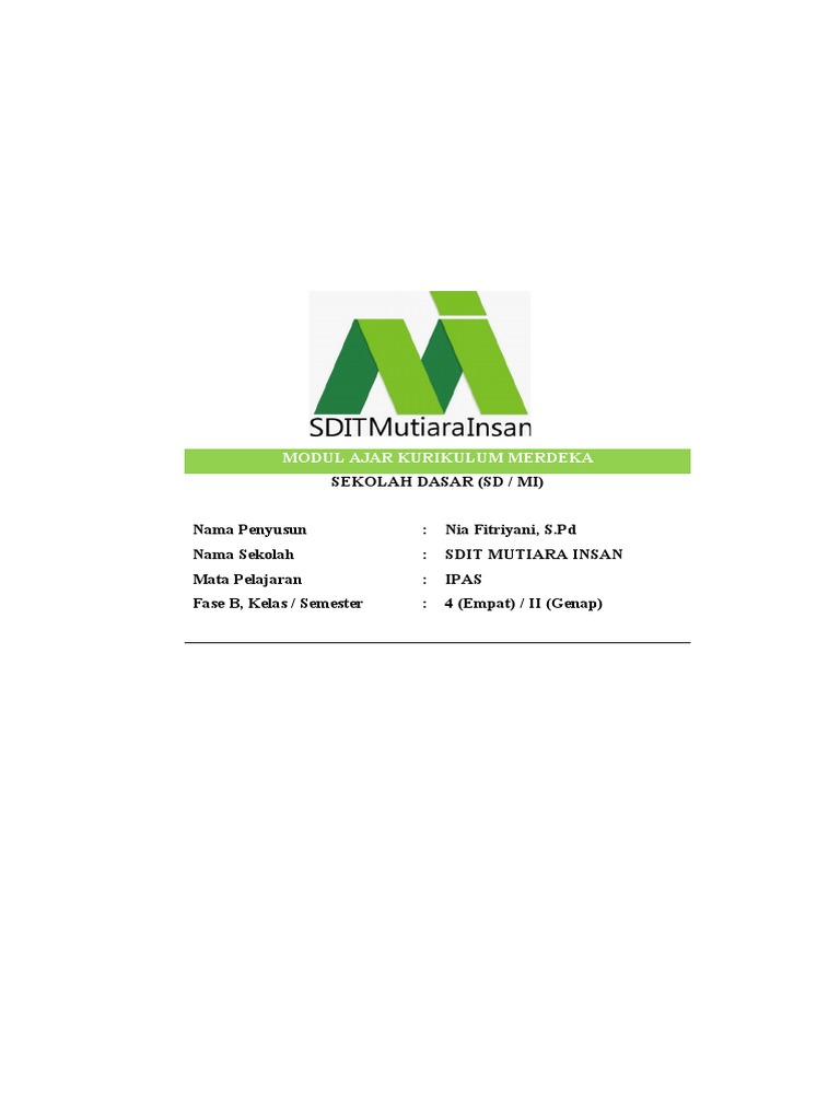 Modul Ajar Ipas KLS 4 (19-01) | PDF