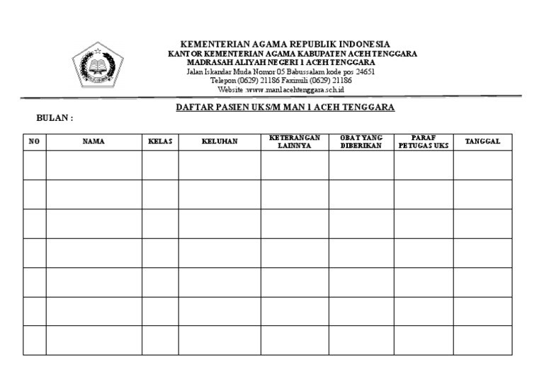 Form Isian Uks | PDF