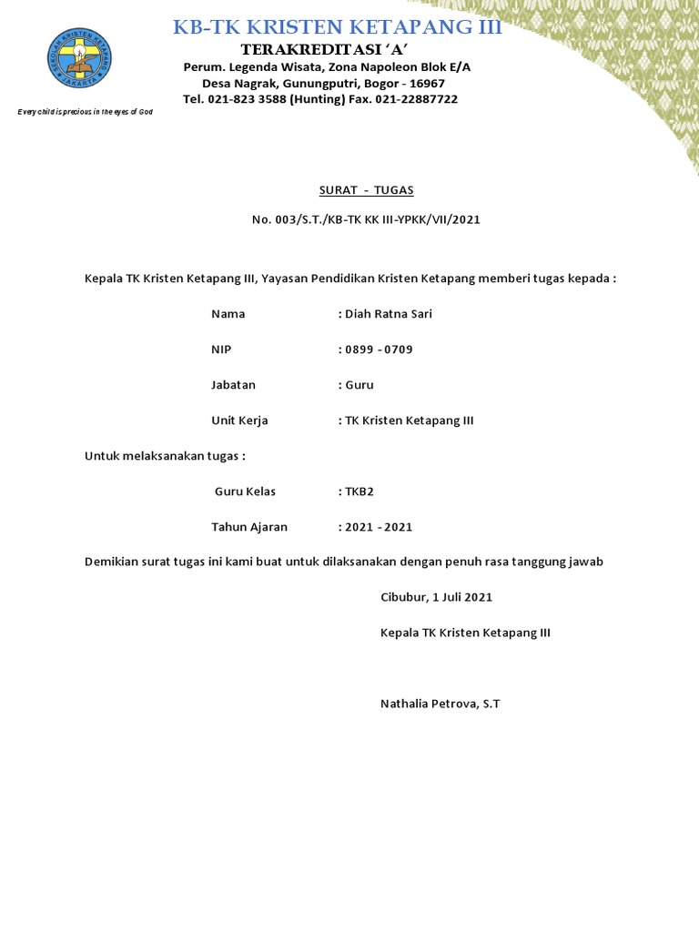 Contoh Surat Tugas | PDF