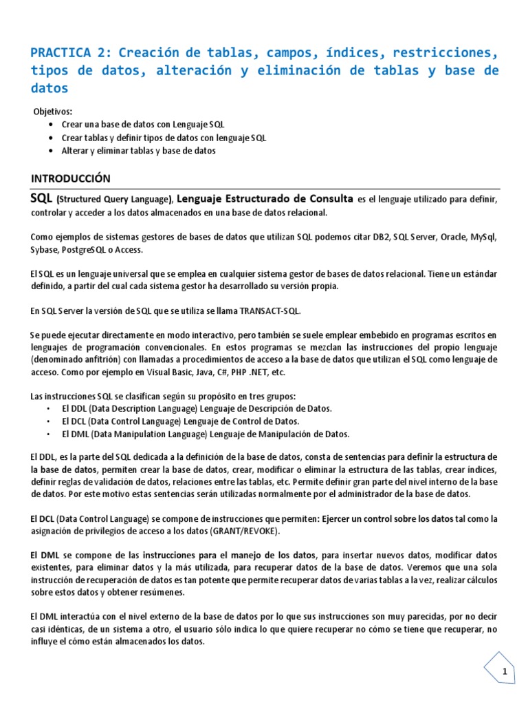 Guia-Practica 2-sql | PDF | Servidor SQL de Microsoft | SQL