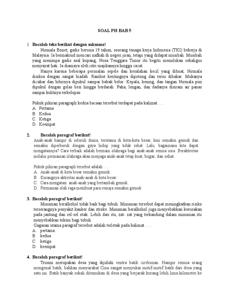 Soal PH Bab 5 Genap | PDF | Perjalanan