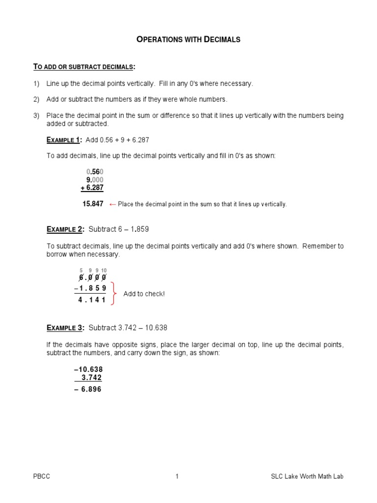 Operationswithdecimals | Download Free PDF | Division (Mathematics) | Abstract Algebra