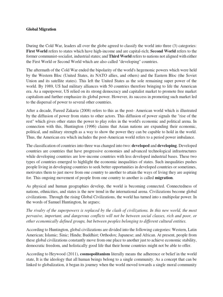 Global Migration | PDF | Human Migration | Cosmopolitanism