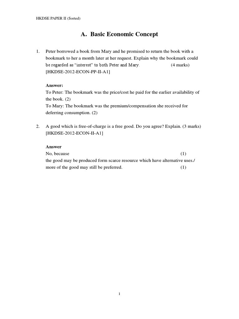 DSE - ECON - Past Paper - Sorted - Paper II - 2012 - 2021 - A Basic Econ Problem | PDF | Massive ...