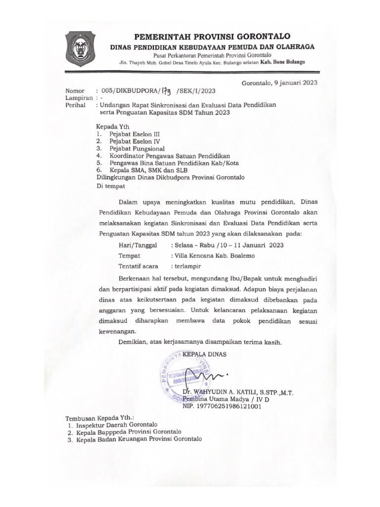 Undangan Rapat Sinkronisasi Dan Evaluasi Data Pendidikan | PDF Undangan Rapat Sinkronisasi Dan Evaluasi Data Pendidikan | PDF