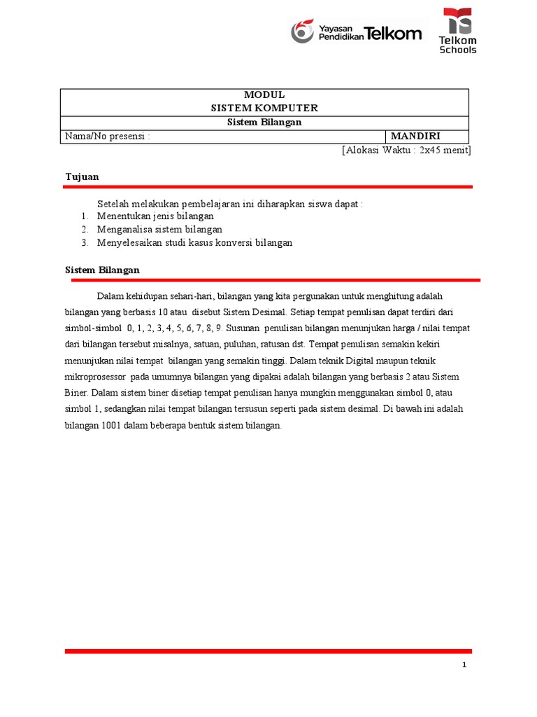 MODUL SISKOM (Sistem Bilangan) | PDF