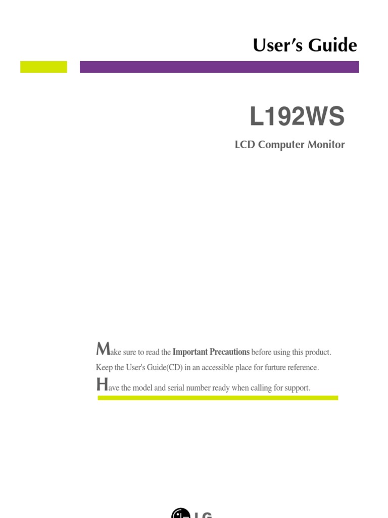 User's Guide: LCD Computer Monitor | PDF | Computer Monitor | Display ...