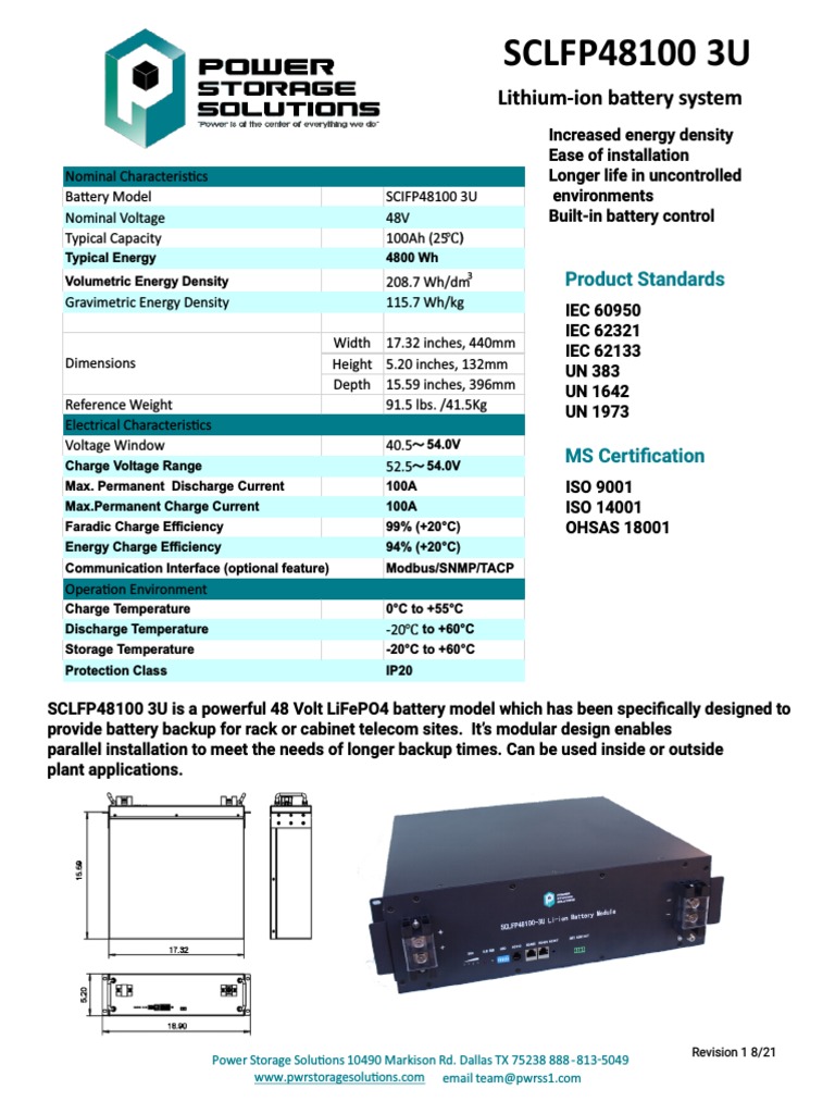 SCLFP48100 3U Battery System Overview | PDF | Electric Power ...