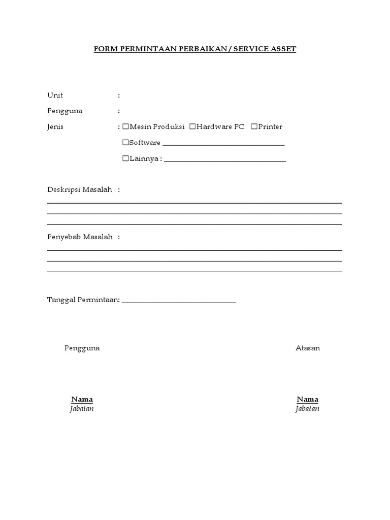 Form Permintaan Perbaikan | PDF