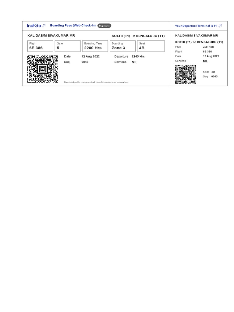 Boardingpass Indigo Pdf