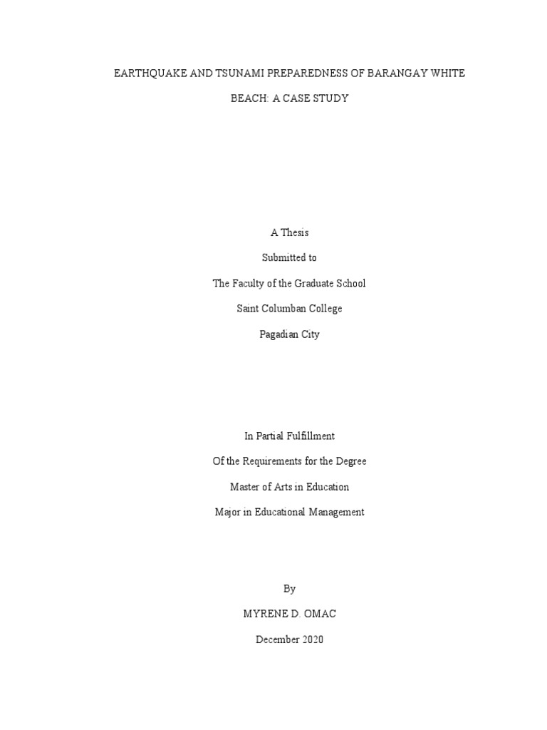 Tsunami & Earthquake Preparedness of Barangay White Beach: A Case Study ...
