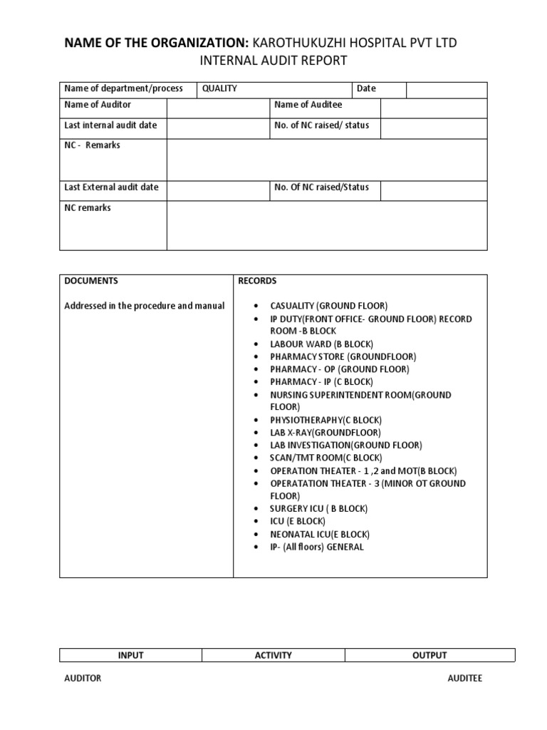 Hospital Internal Audit Summary | PDF | Auditor's Report | Audit
